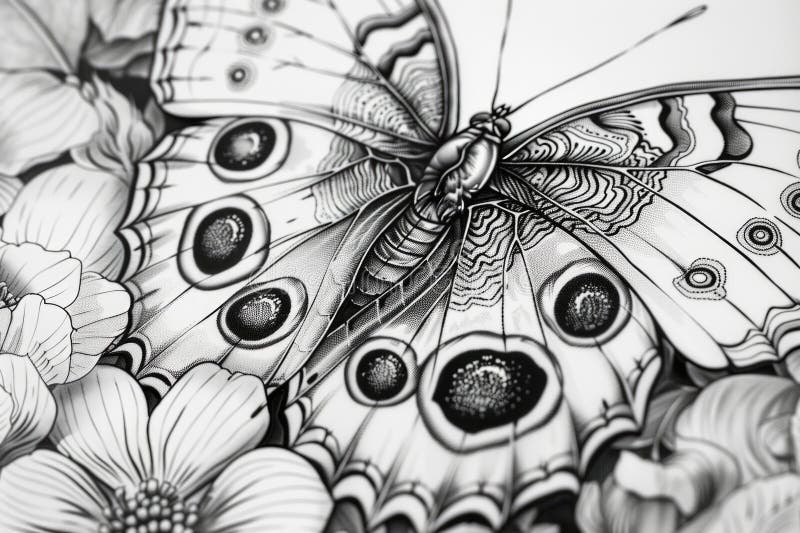 A Simple Illustration of a Butterfly in Shades of Gray Stock Photo ...