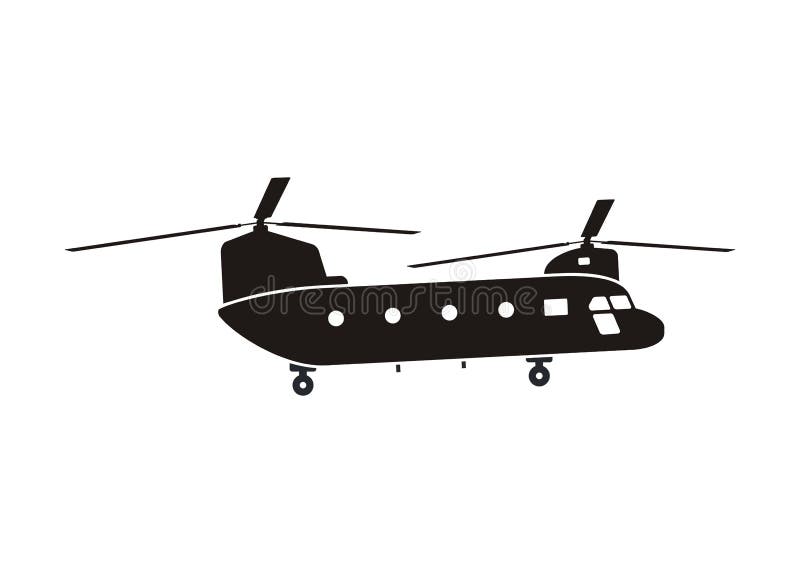 Chinook Helicopter. Simple Illustration in Black and White Stock Vector ...