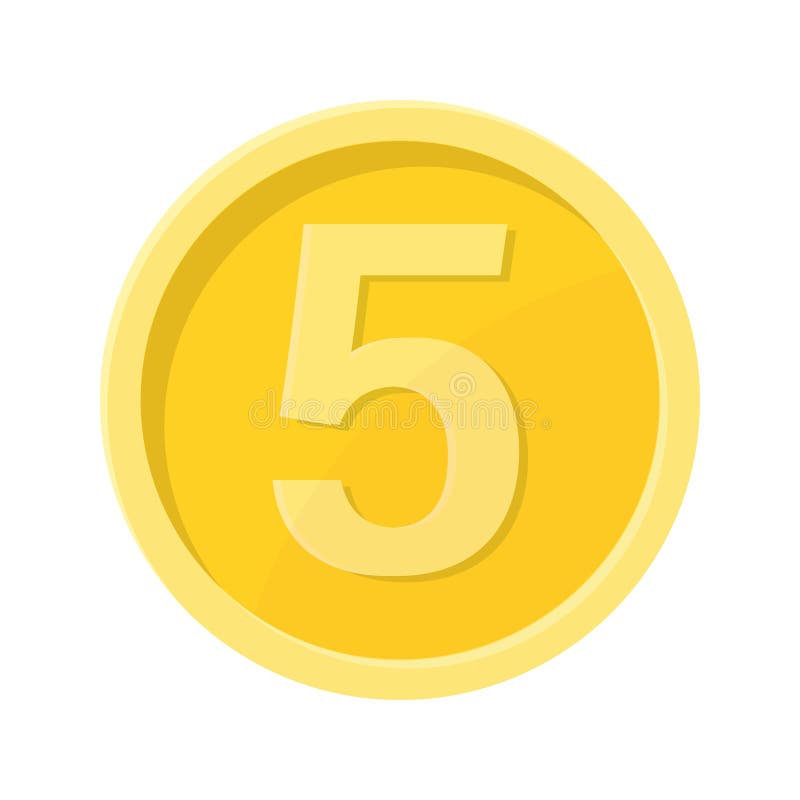 Simple Illustration of Coin with Number Five Concept of Internet Icon ...