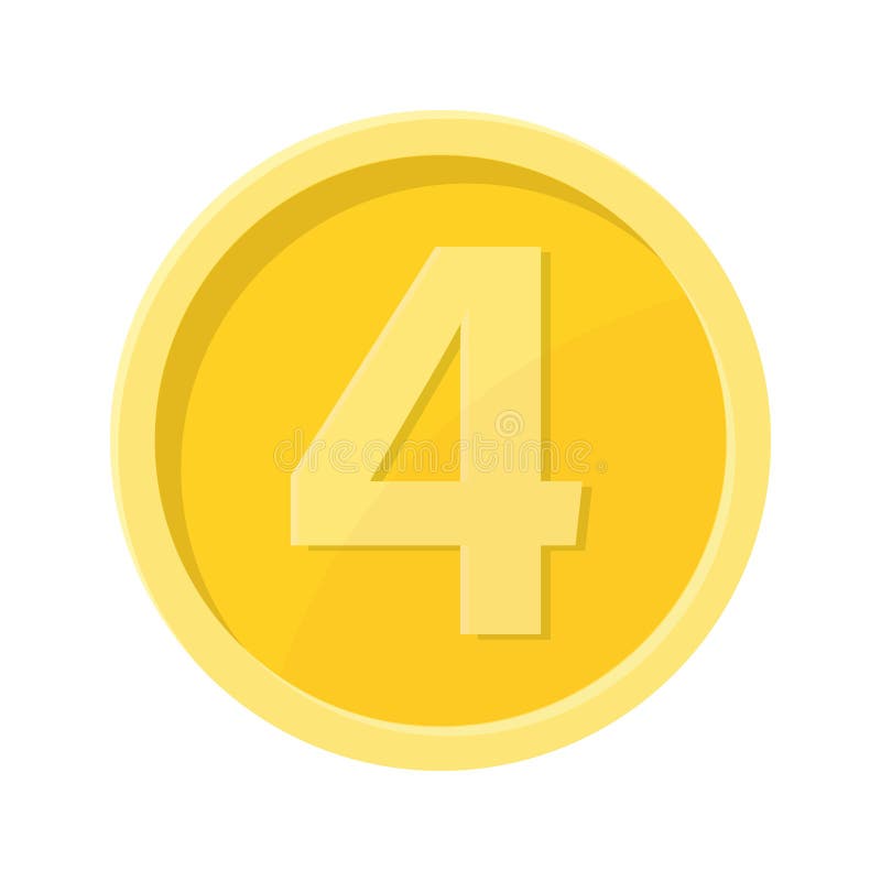 Simple Illustration of Coin with Number Four Concept of Internet Icon ...