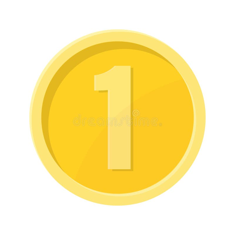 Simple Illustration of Coin with Number One Concept of Internet Icon ...