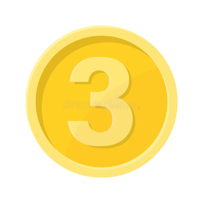Simple Illustration of Coin with Number Three Concept of Internet Icon ...