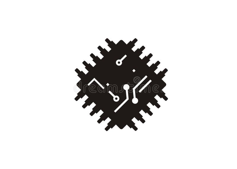 Computer Processor. Simple Illustration in Black and White. Stock ...