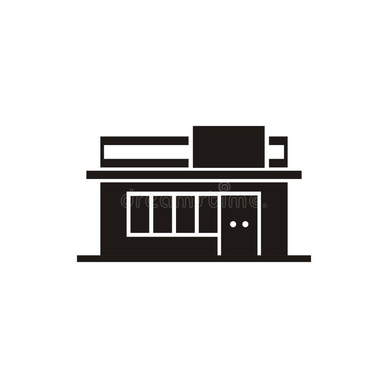 Convenience Store Building. Simple Illustration in Black and White ...
