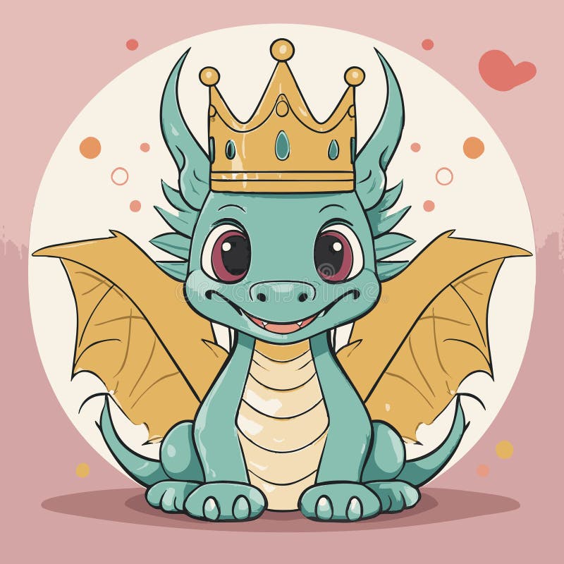 Illustration Cute Dragon with Crown Stock Vector - Illustration of prince, drawing: 358684389