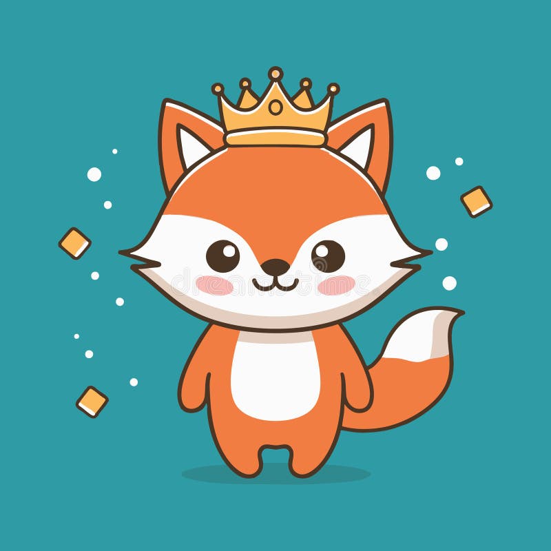 Illustration Cute Fox with Crown Stock Vector - Illustration of kids ...
