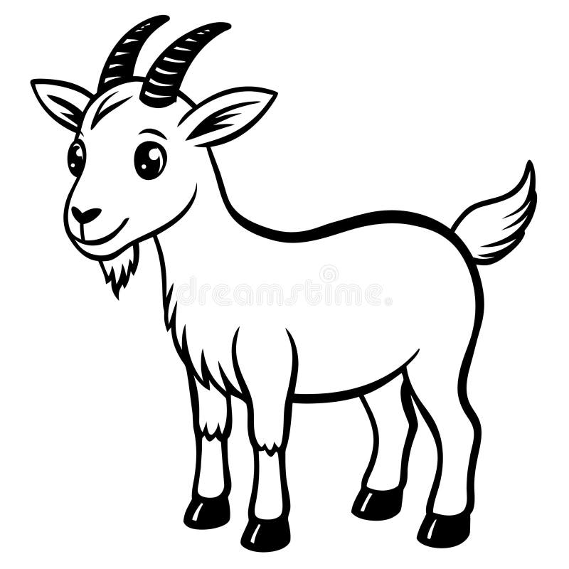 Simple Illustration Cute Goat for Toddlers Smooth Lines Stock ...