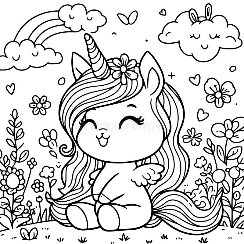 Simple Illustration of Cute Unicorn. AI Generated. Stock Illustration ...