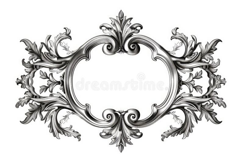 A Simple Illustration of a Decorative Picture Frame in Black and White ...