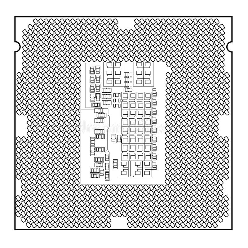 Simple Illustration of Digital Electronic Computer CPU Chip Icon Stock ...