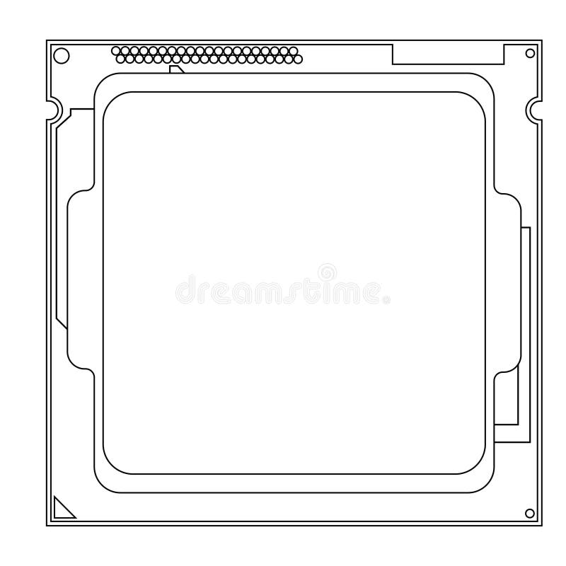 Simple Illustration of Digital Electronic Computer CPU Chip Icon Stock ...