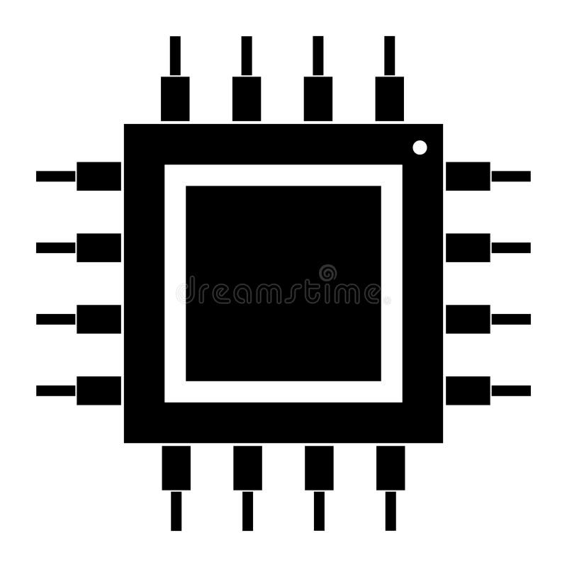 Simple Illustration of Digital Electronic Computer CPU Chip Icon Stock ...