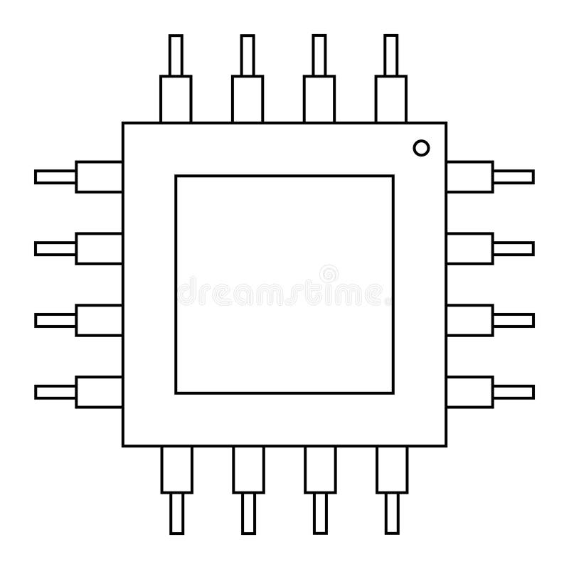 Simple Illustration of Digital Electronic Computer CPU Chip Icon Stock ...