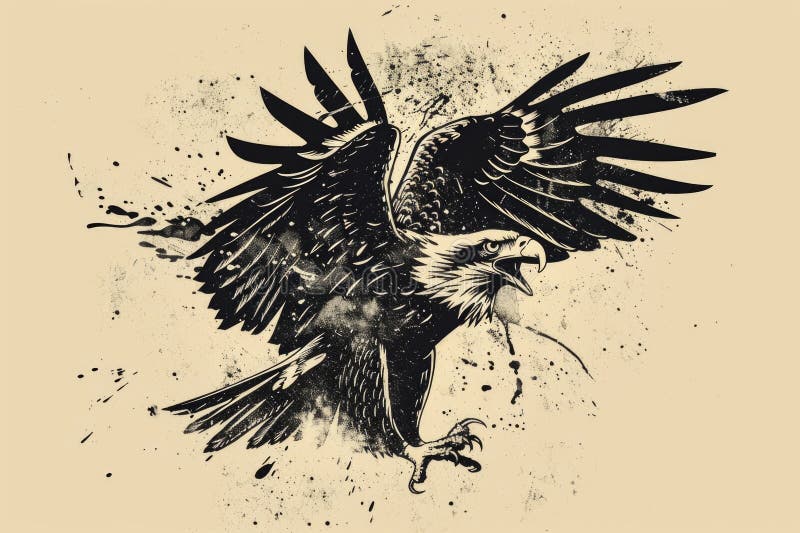 Simple Illustration of an Eagle in Monochrome Stock Image - Image of ...