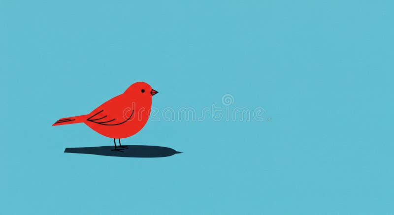 A Simple Illustration Features a Small Red Bird Against a Solid Light ...