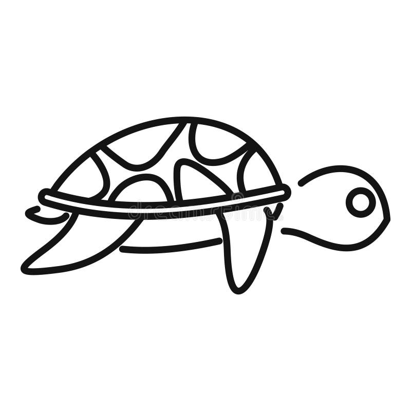 Cute Turtle Walking Side View Black and White Line Art Drawing Stock ...