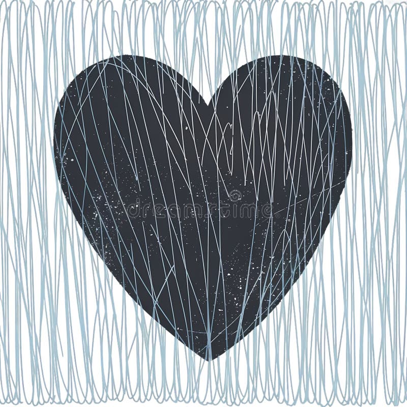 Minimalistic and Small Hand-drawn Black Ink Heart Stock Illustration ...