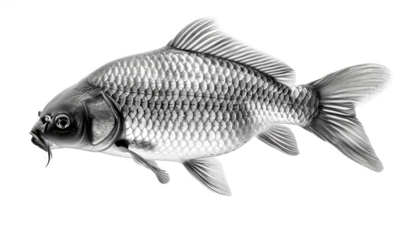 A Simple Illustration of a Fish in Grayscale Colors Stock Illustration ...
