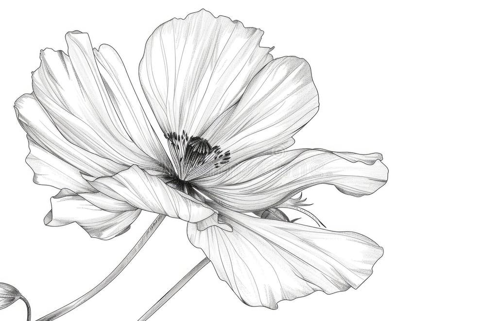 A Simple Illustration of a Flower in Grayscale Stock Image - Image of ...