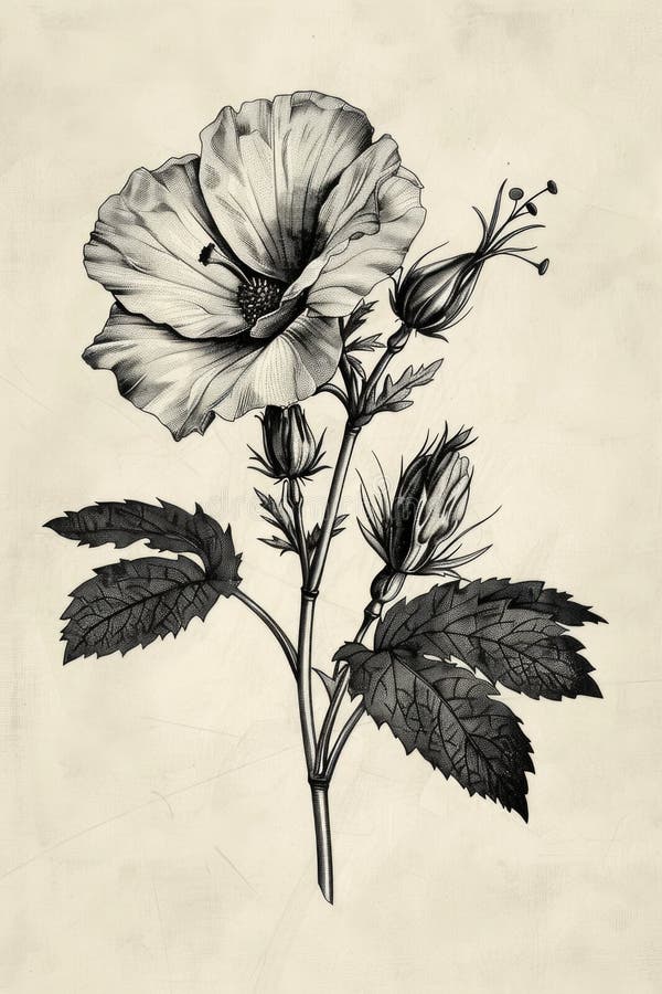 A Simple Illustration of a Flower in Monochrome Stock Image - Image of ...