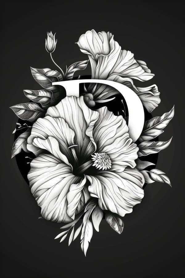 A Simple Illustration of a Flower in Monochrome Colors Stock Image ...