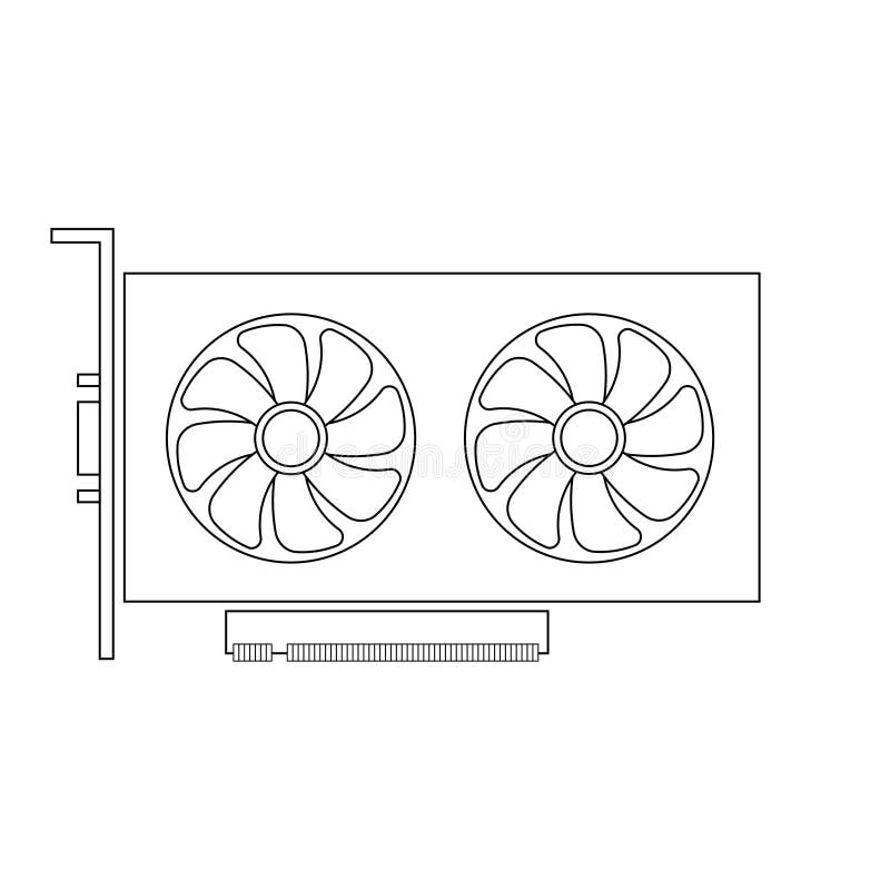 Simple Illustration of Graphics Card GPU. Personal Computer Component ...