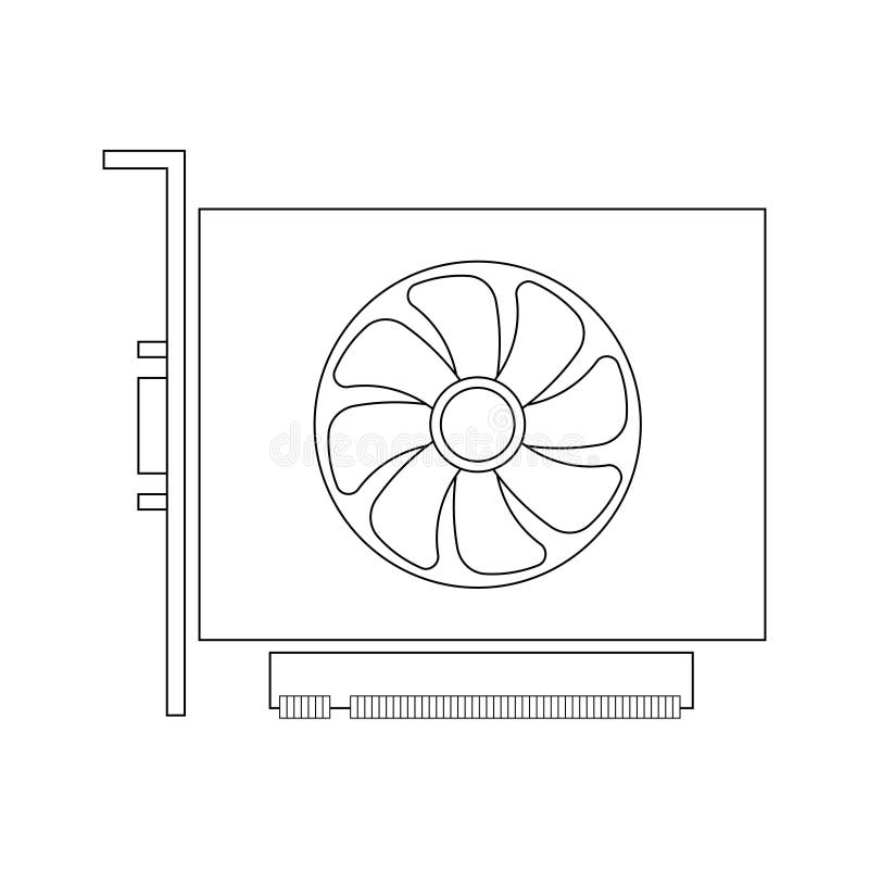 Simple Illustration of Graphics Card GPU. Personal Computer Component ...