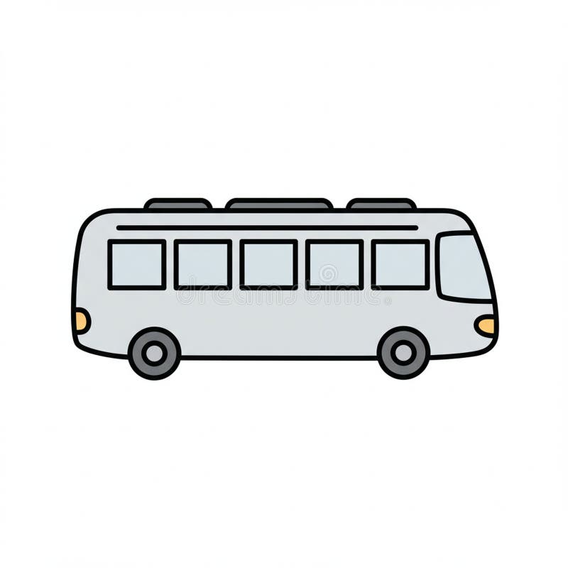 Simple Illustration of a Gray Bus with Black Outlines. the Design ...