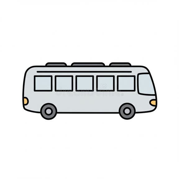 Simple Illustration of a Gray Bus with Black Outlines. the Design ...