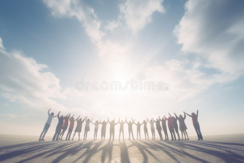 Simple Illustration of a Group of People Holding Hands, Forming a ...