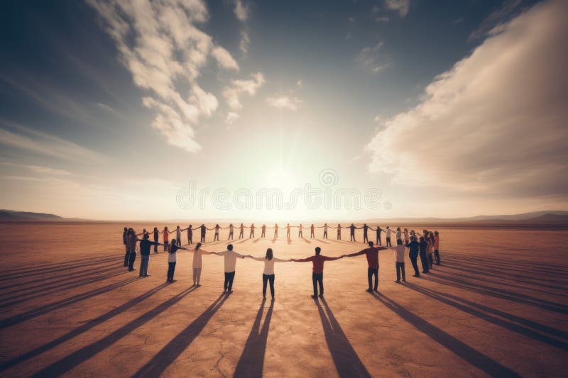 Simple Illustration of a Group of People Holding Hands, Forming a ...