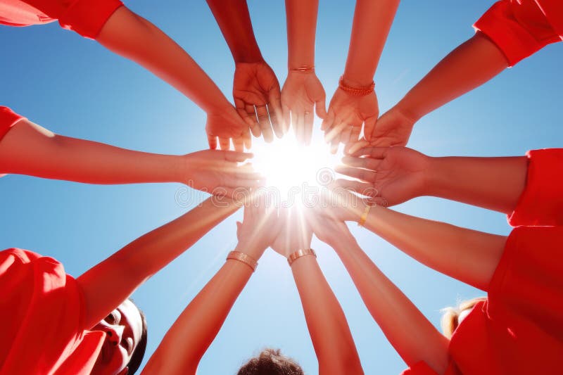 Simple Illustration of a Group of People Holding Hands, Forming a ...