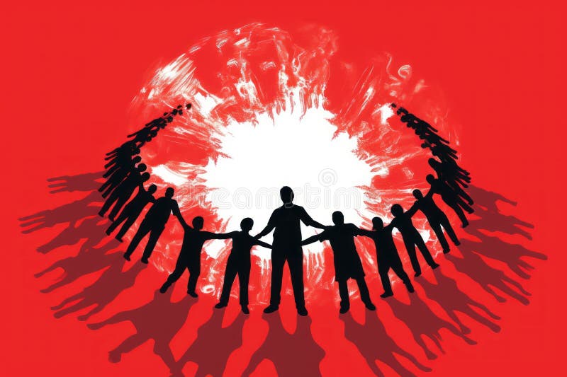 Simple Illustration of a Group of People Holding Hands, Forming a ...