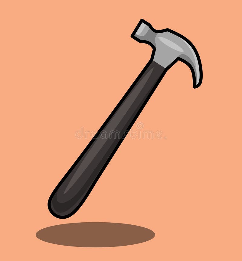 Simple Illustration of a Hammer with Shadow and Outline. Stock ...