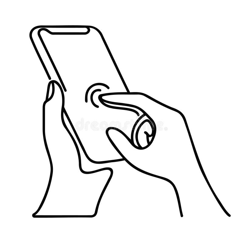 Simple Illustration of a Hand Operating a Smartphone Stock Vector ...