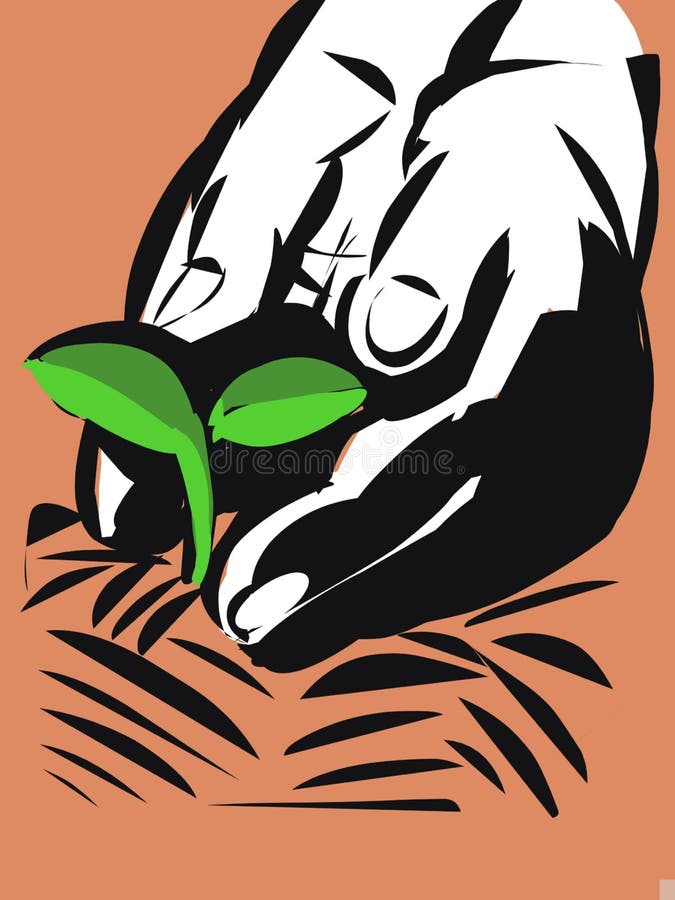 Simple Illustration of Hands Planting Trees. Stock Illustration ...