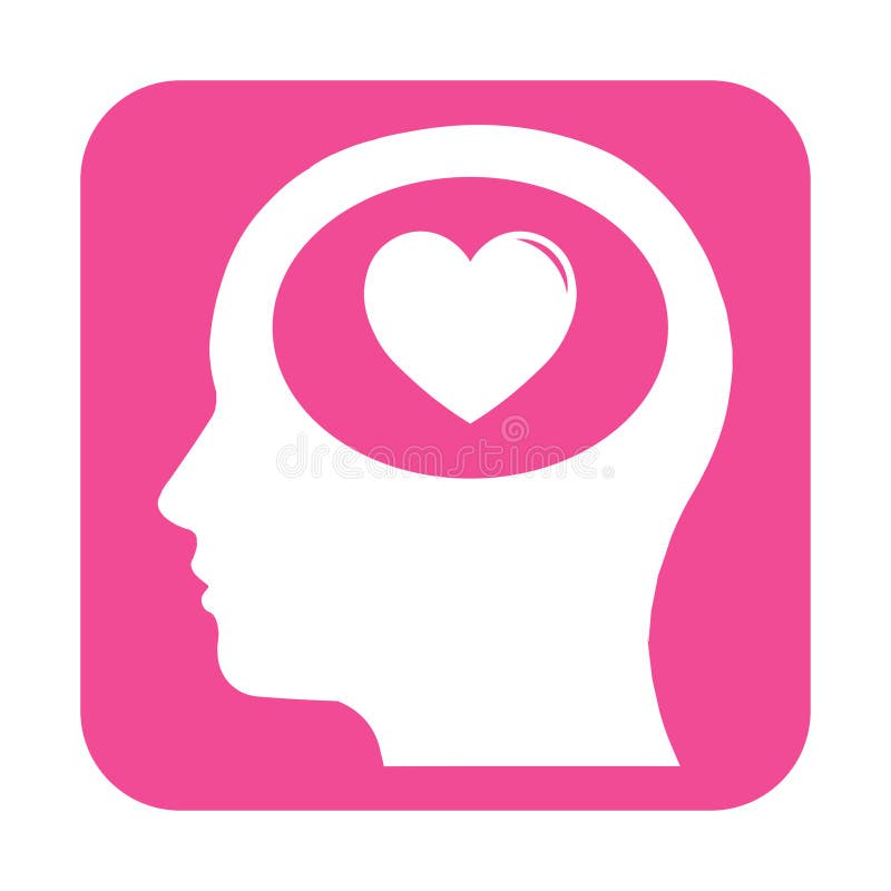 Simple Illustration of Head with Heart Icon for St. Valentines Day ...