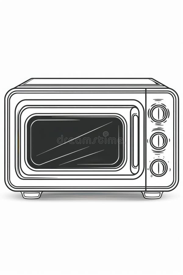 Black and White Microwave Drawing Stock Illustration - Illustration of ...