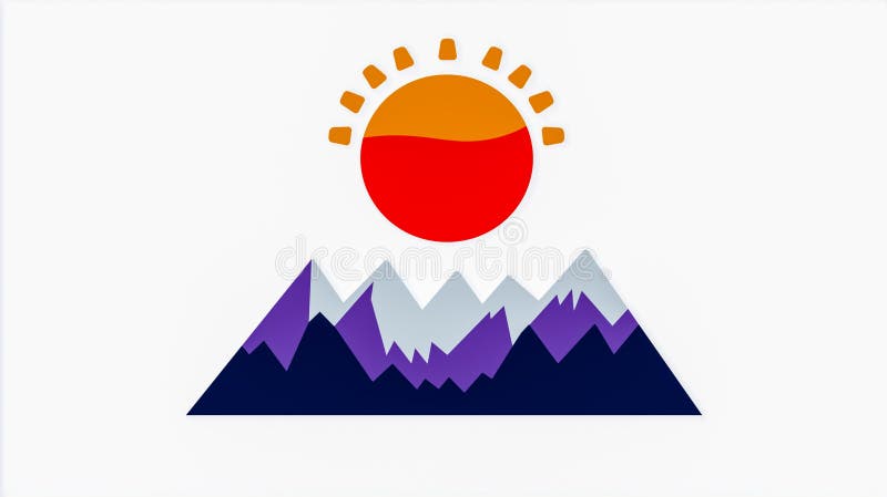 Simple Illustration of a Mountain with a Sun Stock Illustration ...