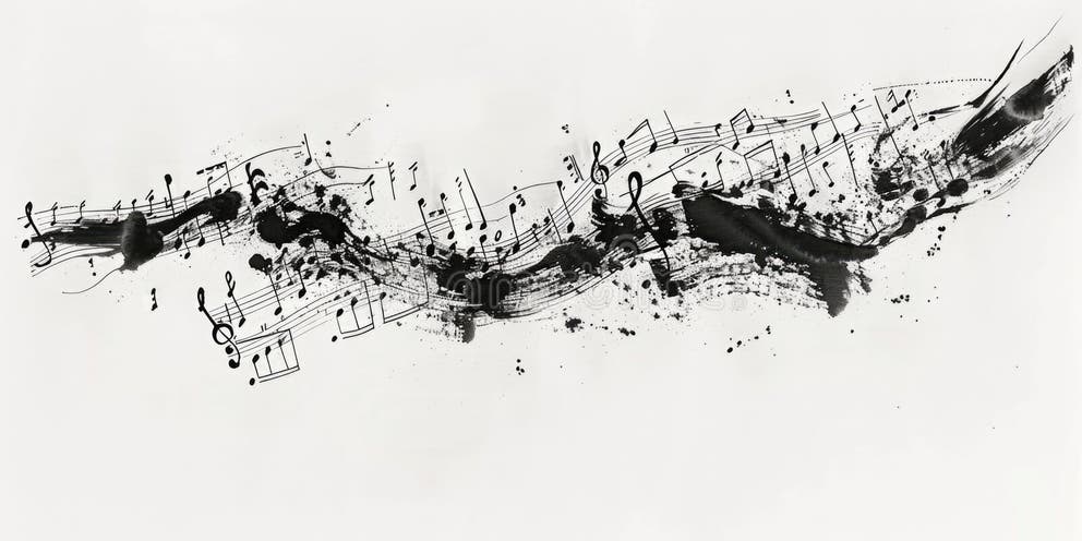 A Simple Illustration of Music Notes in Black and White Stock Photo ...