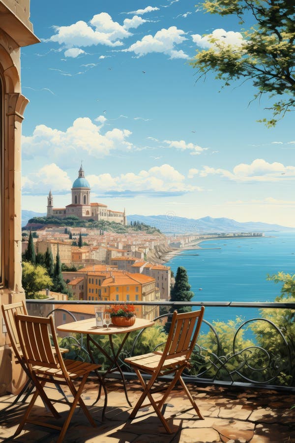 Simple Illustration of Nice, France, Created with Generative AI Stock ...