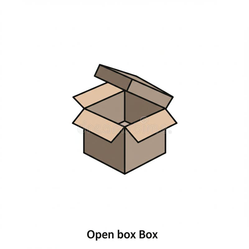 A Simple Illustration of an Open Cardboard Box with Flaps Angled ...