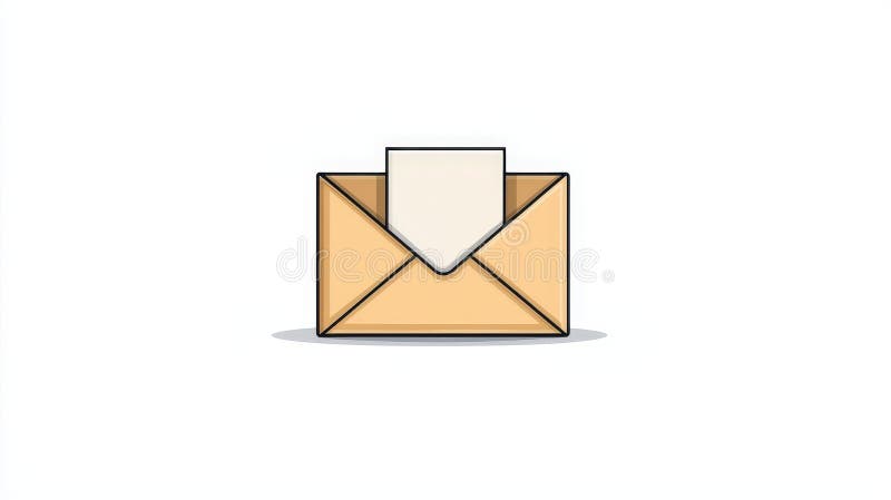Simple Illustration of Open Envelope with Letter on a White Background ...