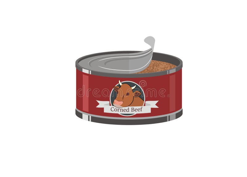 Opened Corned Beef Can. Simple Flat Illustration. Stock Vector ...