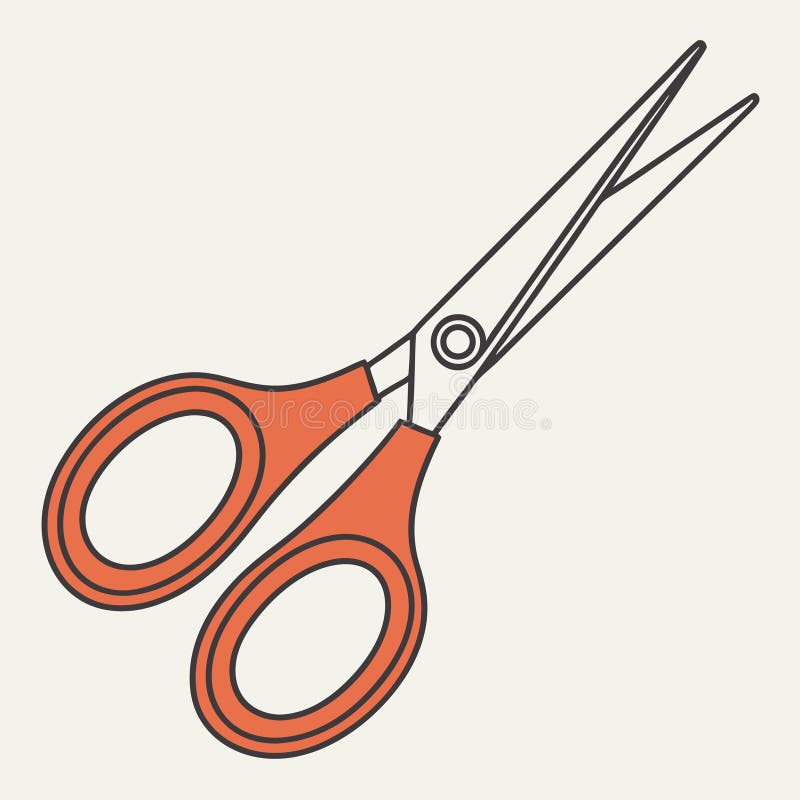 Simple Illustration of Orange-Handled Scissors Stock Illustration ...