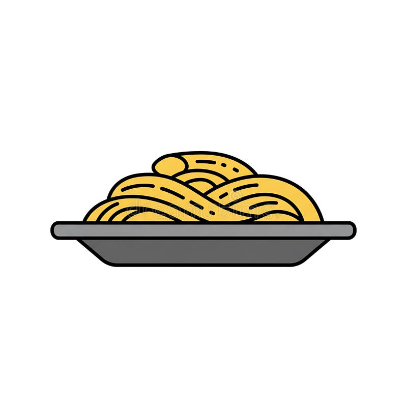 A Simple Illustration of a Plate of Spaghetti. the Spaghetti is Yellow ...