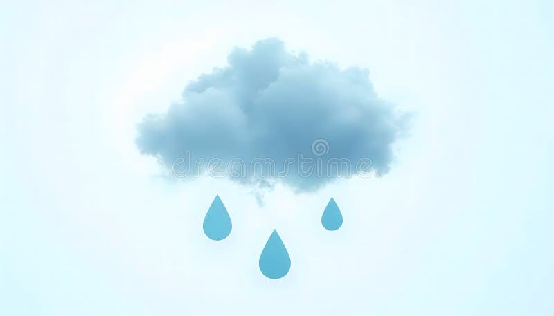 Simple Illustration of a Raincloud and Falling Raindrops Stock ...