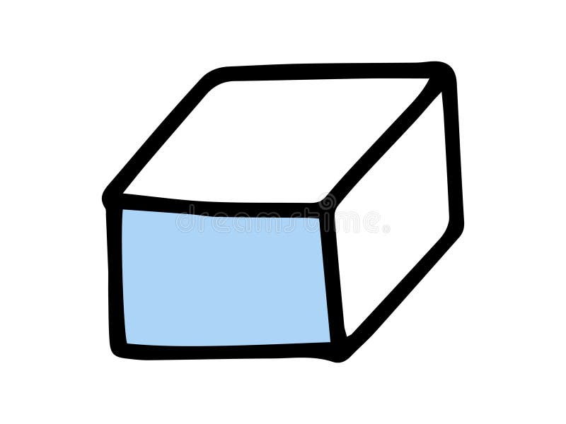 Simple Illustration of a Rectangular Prism in Blue and White, Drawn in ...