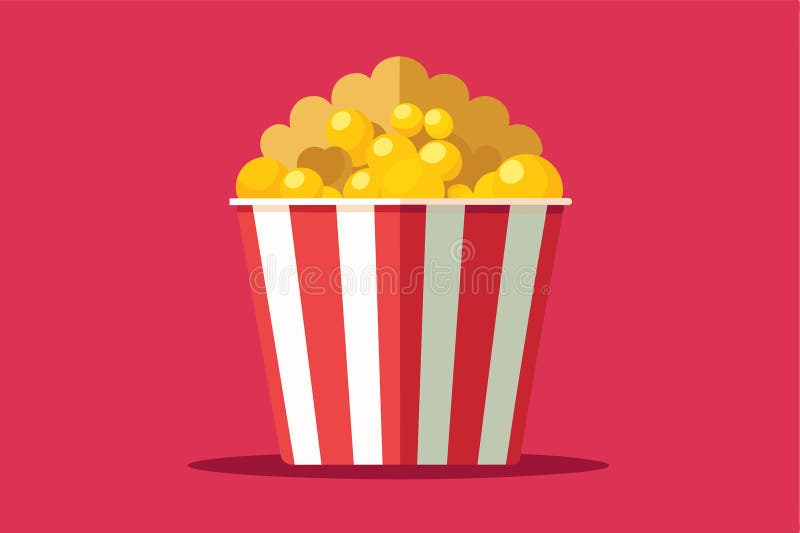 A Simple Illustration of a Red and White Striped Popcorn Bucket ...