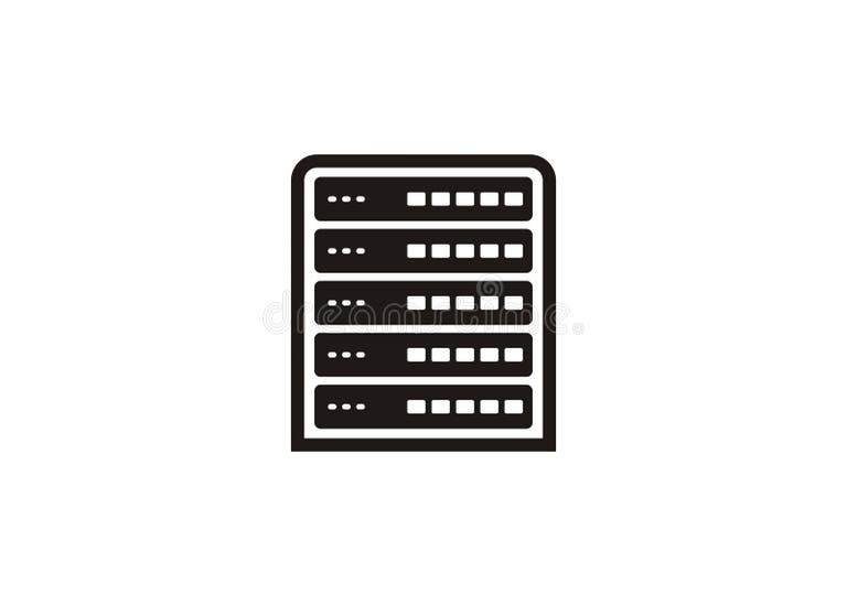 Server Rack. Simple Illustration in Black and White. Stock Vector ...